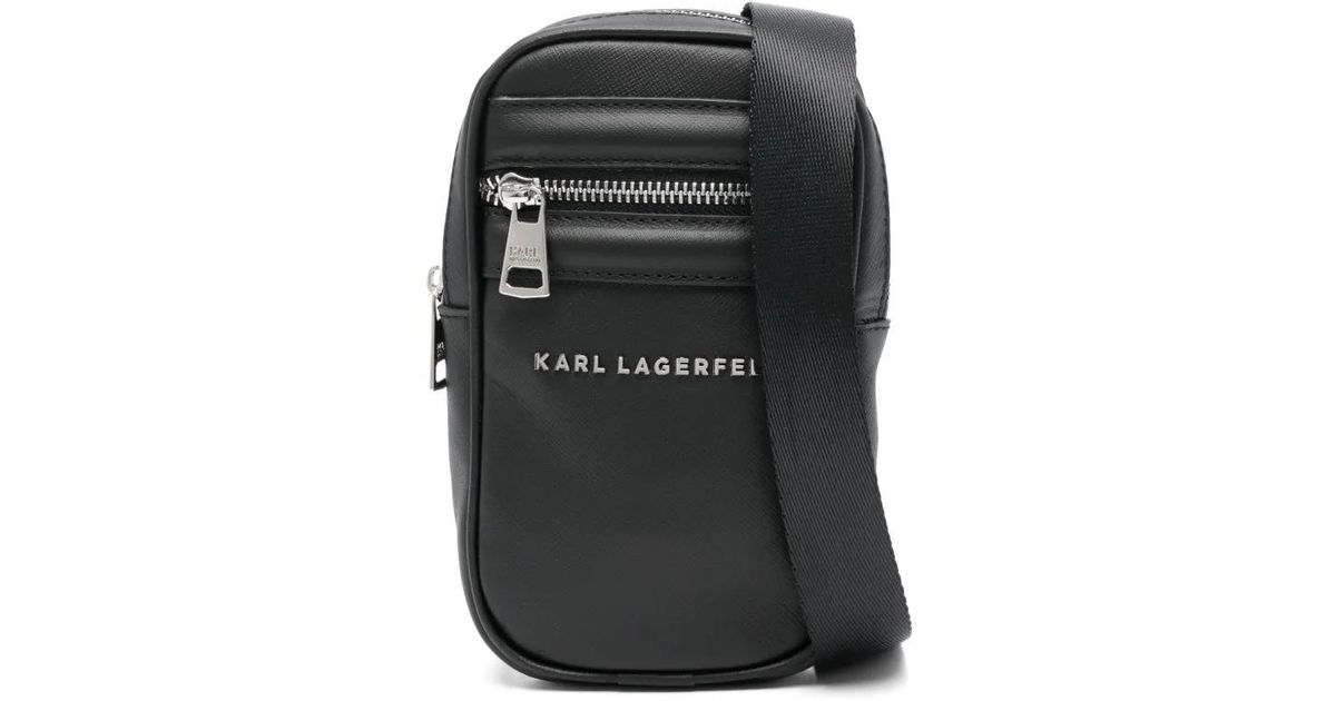 Karl Lagerfeld Logo-Lettering Messenger Bag in Black for Men | Lyst