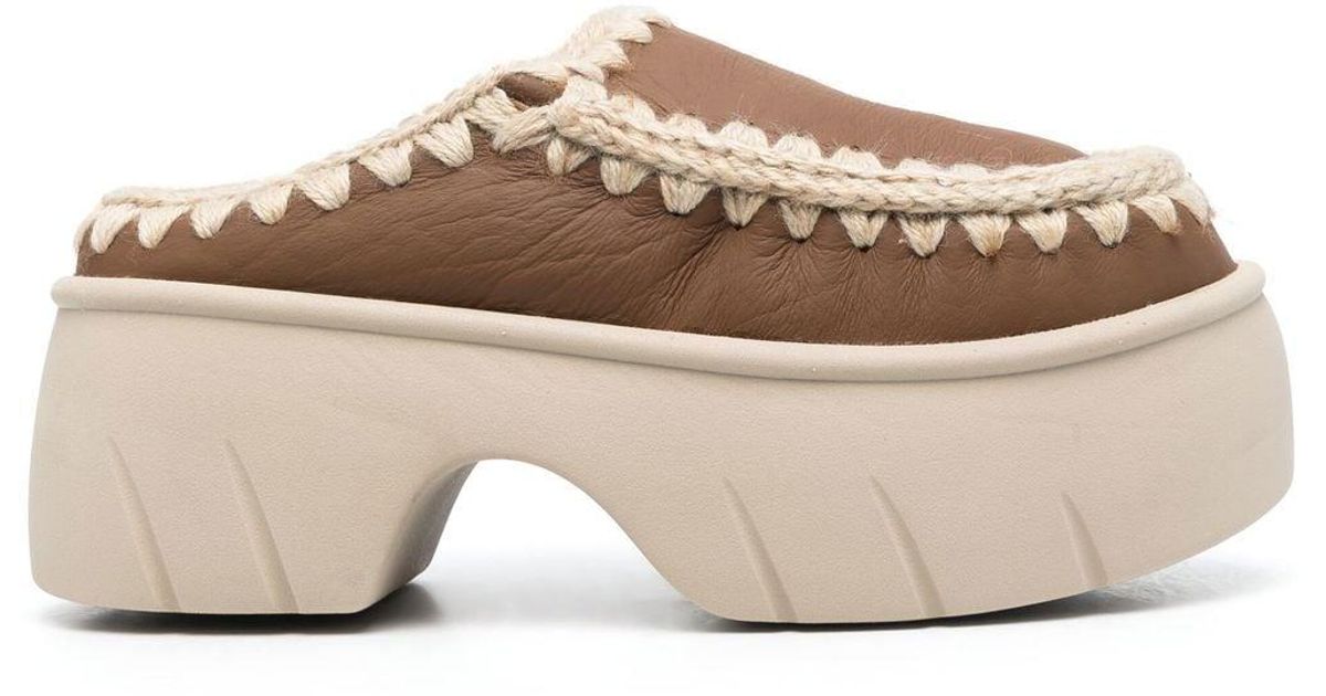 Mou Leather Eskimo Twist Platform Clogs in Brown | Lyst