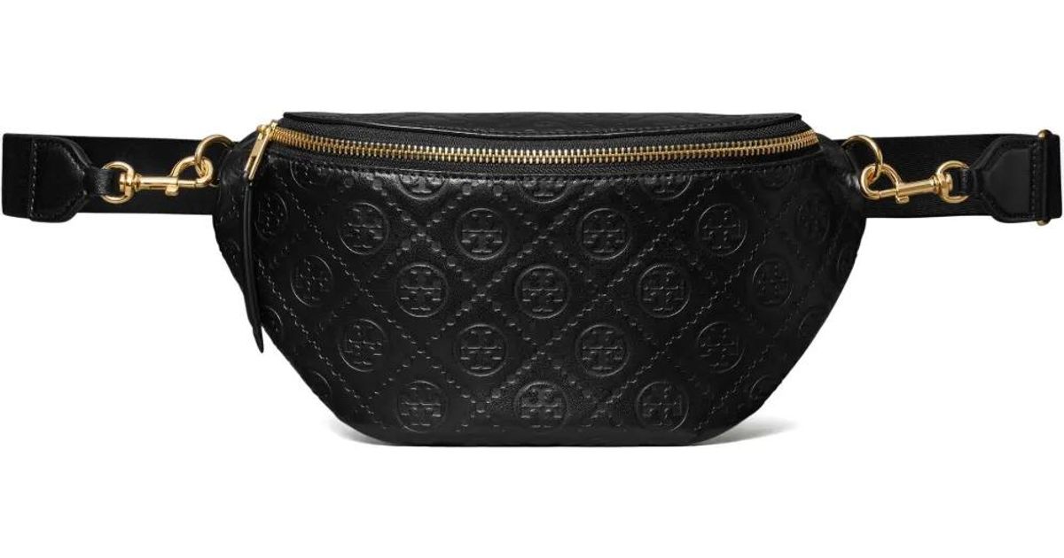 Tory Burch T Monogram Leather Belt Bag in Black | Lyst