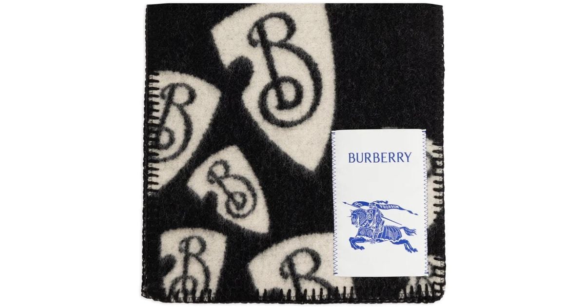 Burberry Monogram Logo-Patch Scarf in Black | Lyst UK