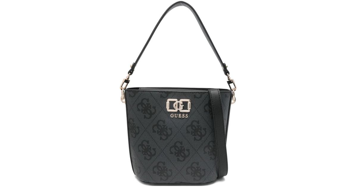 Guess Monogram Bucket Bag in Black | Lyst