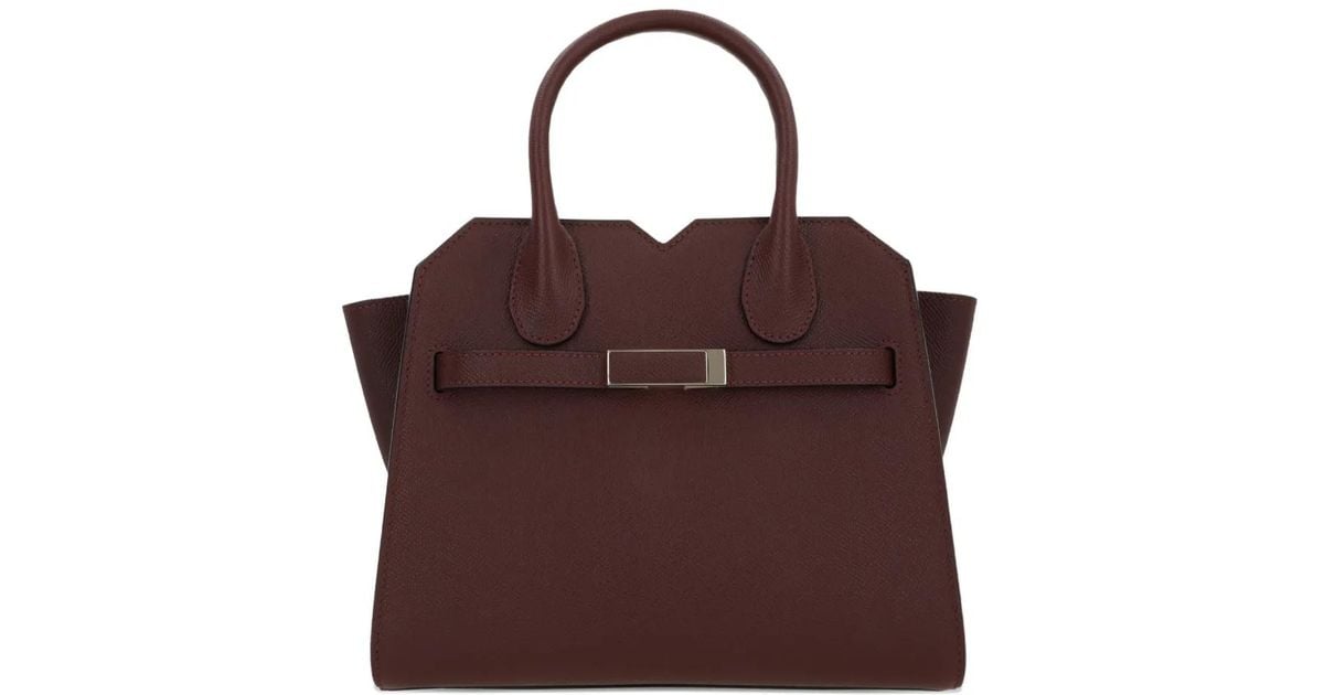 Valextra Mini Milano Leather Tote Bag in Brown | Lyst UK