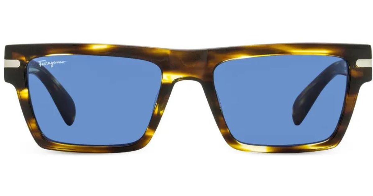 Ferragamo Rectangle-Frame Sunglasses in Blue for Men | Lyst UK