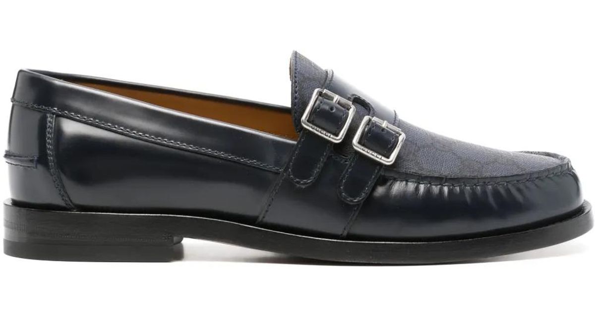 Gucci Gg Supreme Monk Shoes in Gray for Men | Lyst