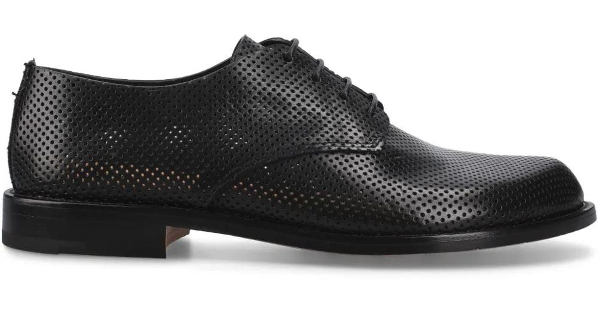 Premiata Perforated Leather Derby Shoes in Black for Men | Lyst