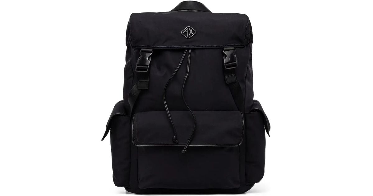 ARMANI EXCHANGE Drawstring-Flap Backpack in Black for Men | Lyst