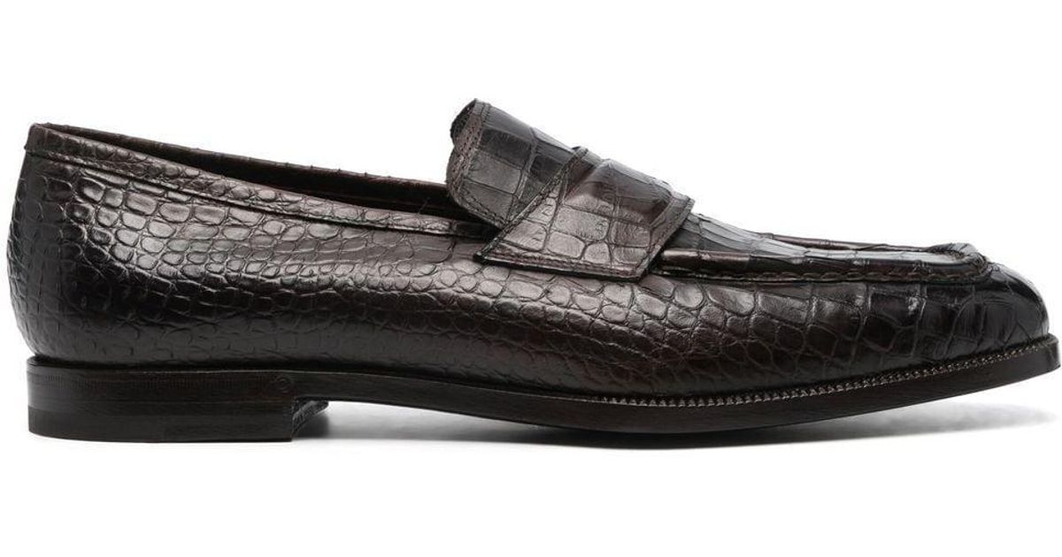 Lidfort Crocodile-embossed Leather Loafers in Brown (Black) for Men ...