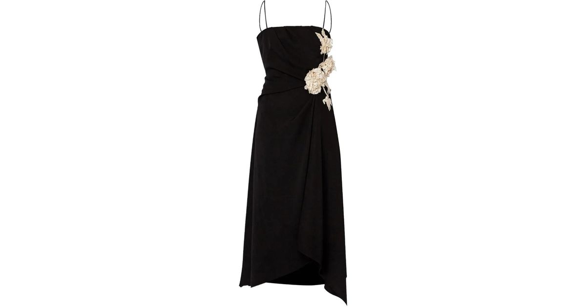 Erdem Floral-Embellished Draped Maxi Dress in Black | Lyst UK