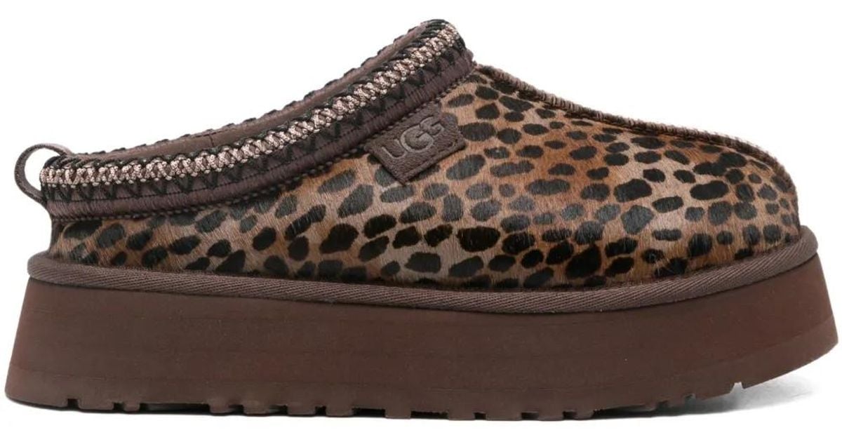 UGG Tazz Caspian Leopard-Print Platform Mules in Brown | Lyst UK