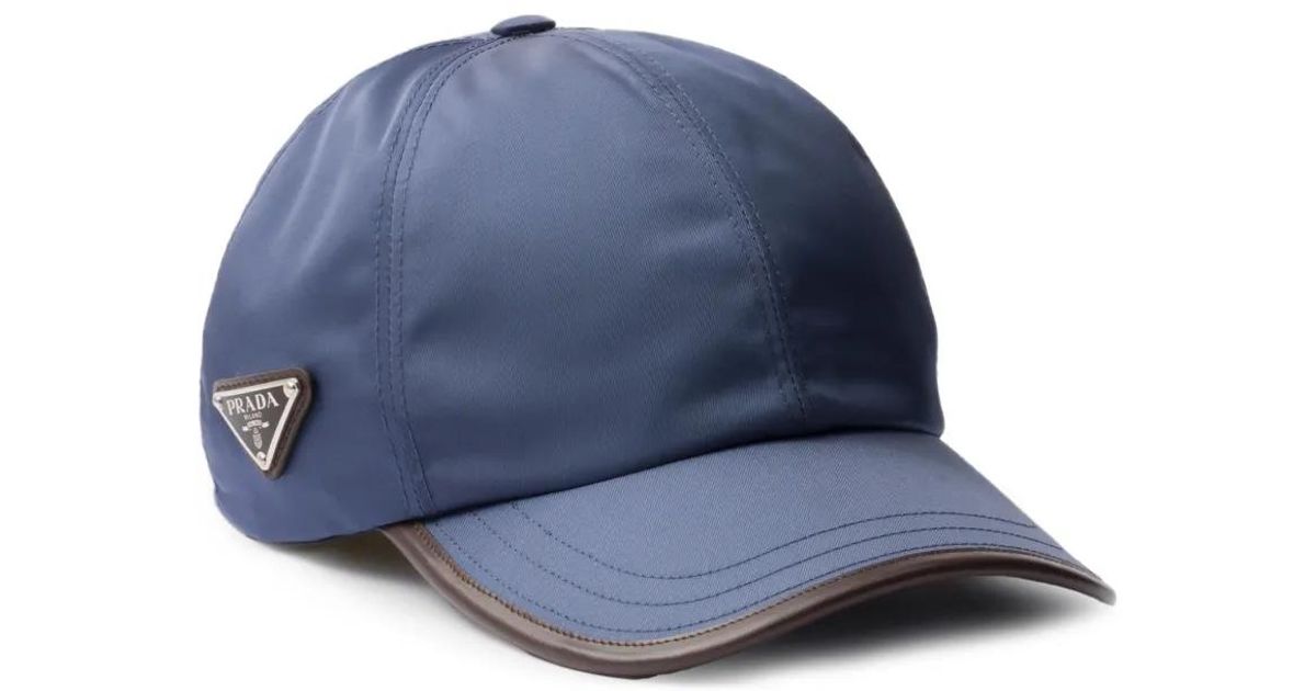 Prada Logo-Plaque Baseball Cap in Blue for Men | Lyst UK