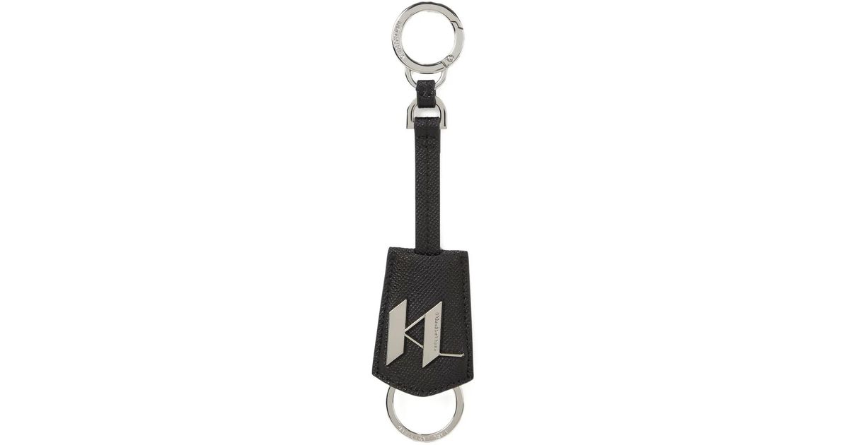 Karl Lagerfeld Logo-Plaque Leather Keychain in White for Men | Lyst UK