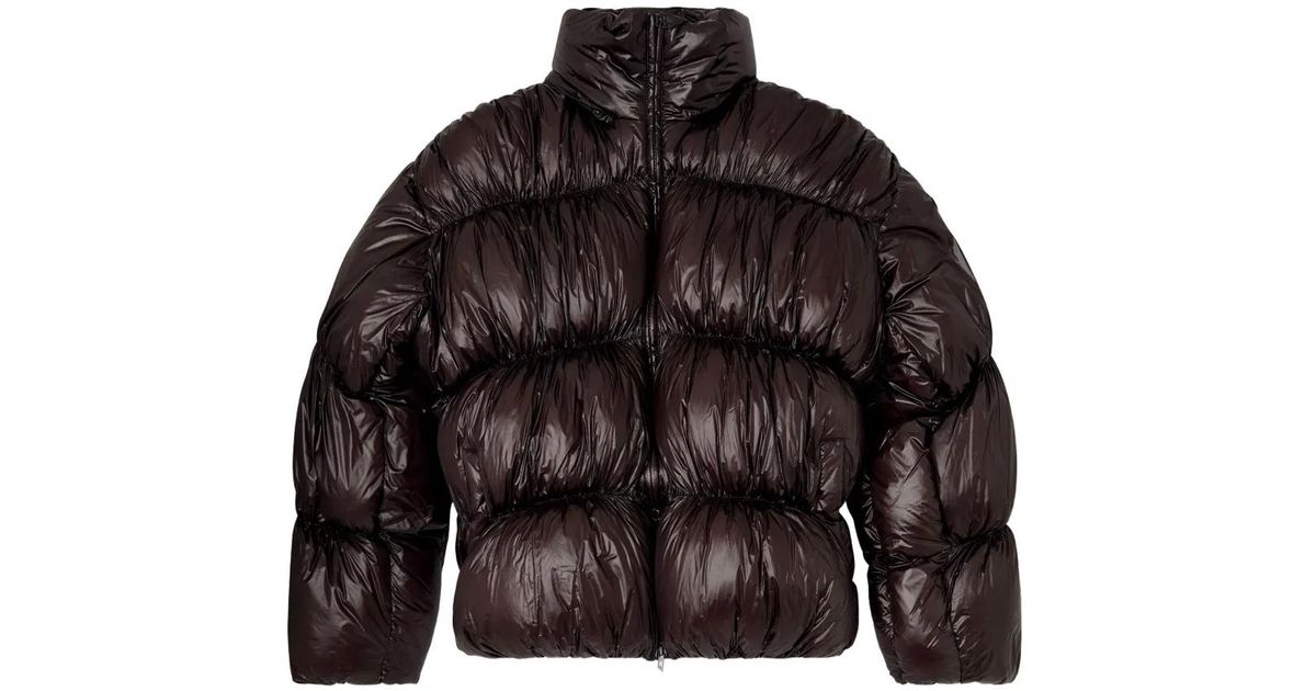 DIESEL Hooded Down Jacket With Bubble Effect in Black for Men | Lyst