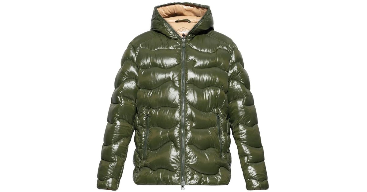 Save The Duck Hooded Padded Jacket in Green for Men | Lyst UK