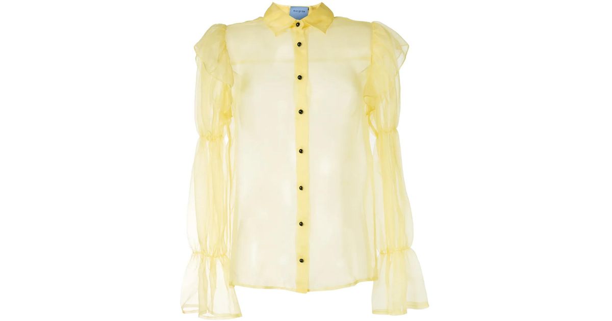 Macgraw Souffle Sheer Blouse in Yellow | Lyst UK