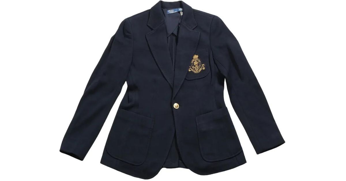 Polo Ralph Lauren Crest-Embellished Blazer in Blue | Lyst