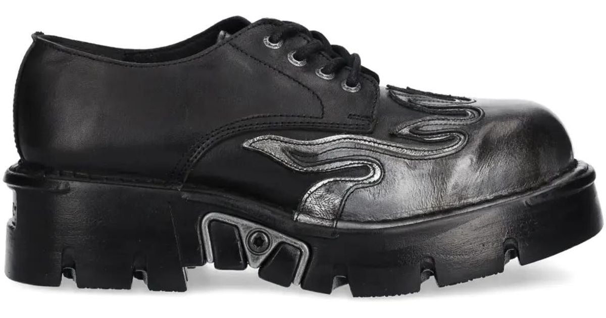 New Rock Flame-Detail Platform Shoes in Black | Lyst UK