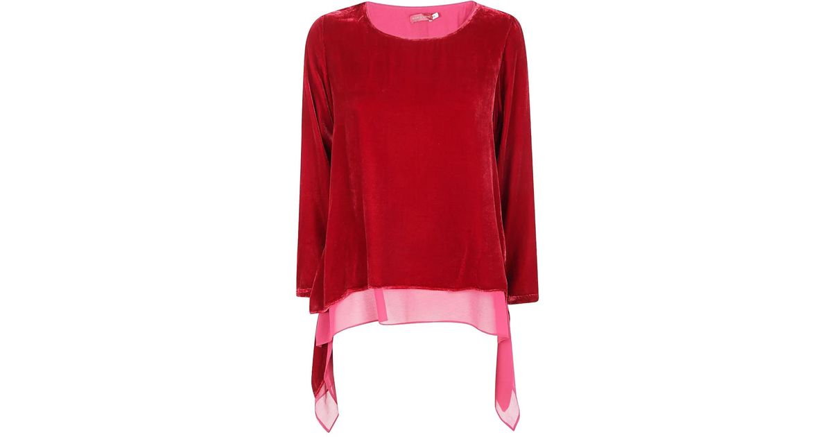 BIANCO LEVRIN Velvet Top in Red | Lyst UK