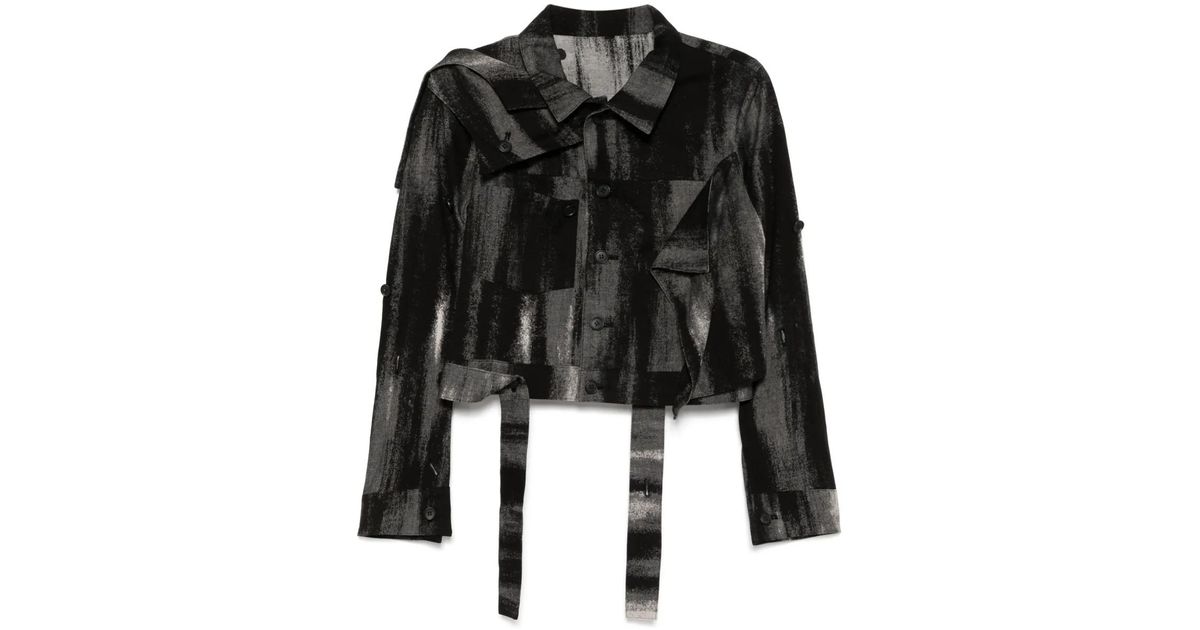 Limi Feu Denim Discharge Button-Details Jacket in Black | Lyst UK