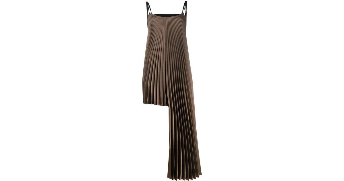 Peter Do Asymmetric Pleated Satin Top in Brown | Lyst