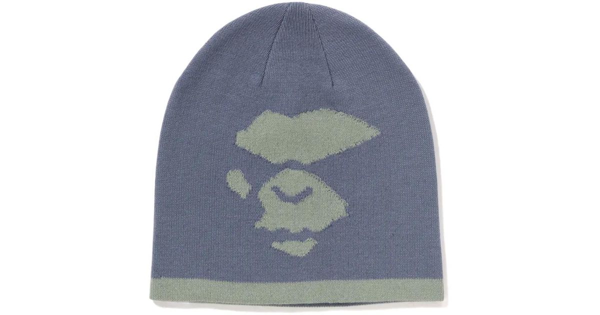 A Bathing Ape Logo Beanie Hat in Blue for Men | Lyst UK
