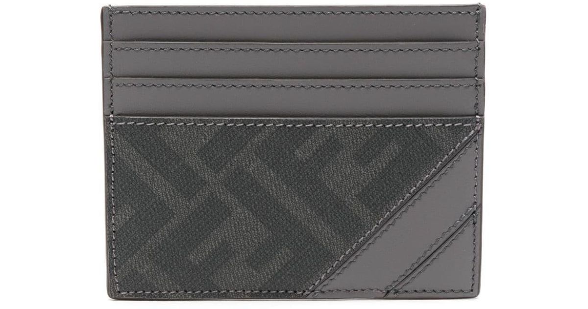 Fendi FF-Print Calf Leather Cardholder in Gray for Men | Lyst