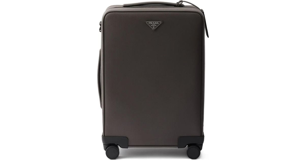Prada Saffiano Leather Cabin Suitcase in Black | Lyst