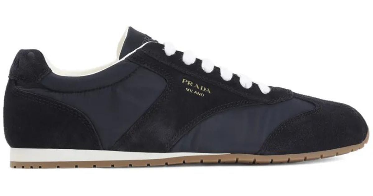 Prada Suede-Panelled Sneakers in Blue for Men | Lyst UK