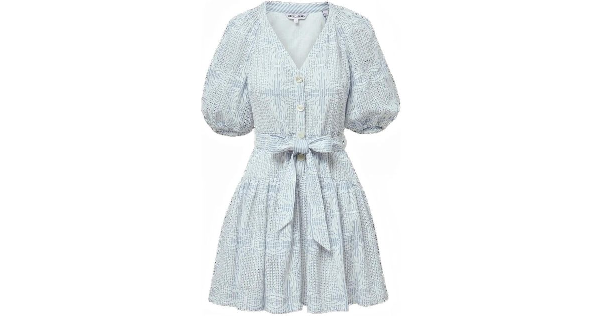 Veronica Beard Bobbie Puff-Sleeve Dress in Blue | Lyst UK