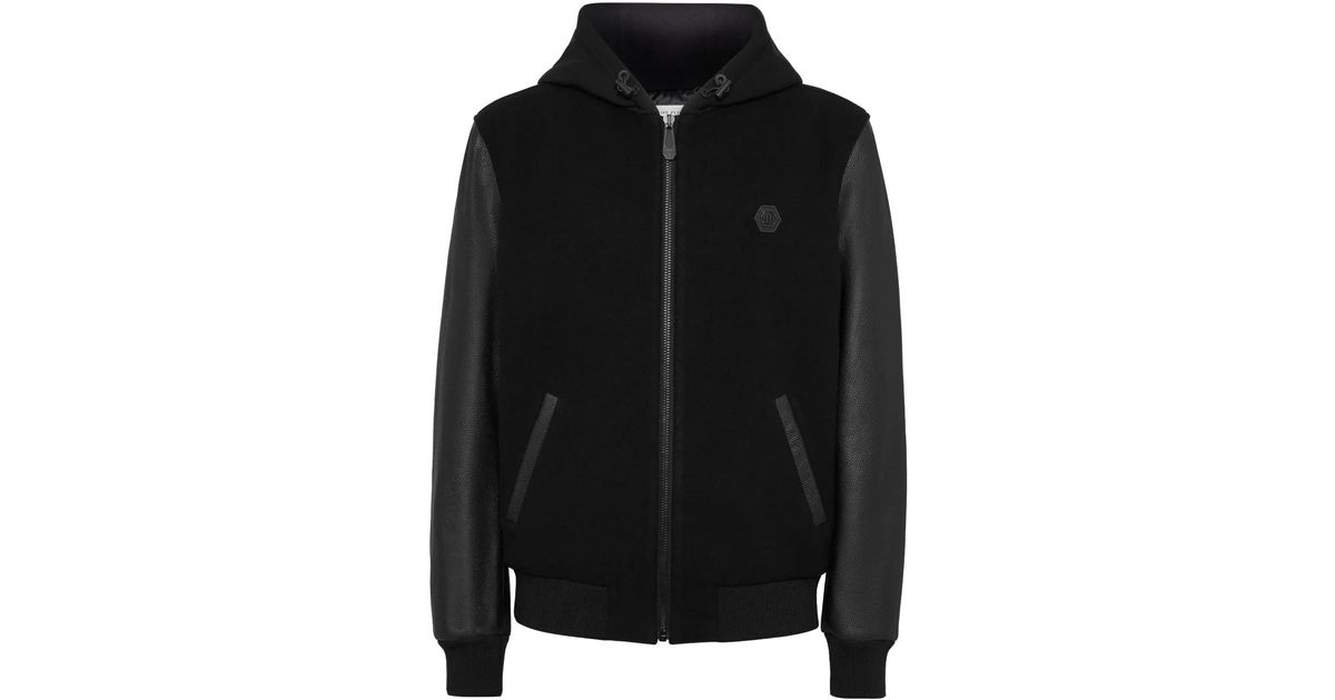 Philipp Plein Skull&Bones Hooded Jacket in Black for Men | Lyst UK