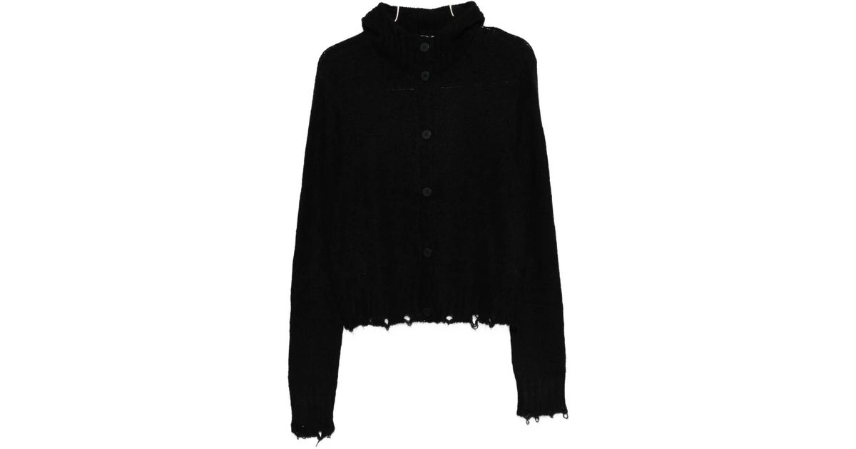Charles Jeffrey Ears Balaclava Distressed Cardigan in Black | Lyst UK