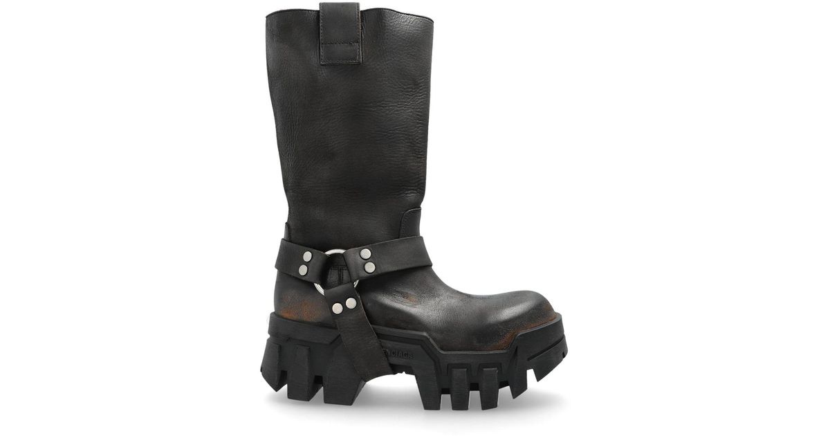 Balenciaga 80Mm Chunky Leather Boots in Black | Lyst