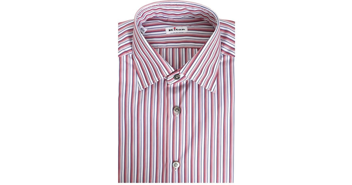 Kiton Striped Shirt in Pink for Men | Lyst UK