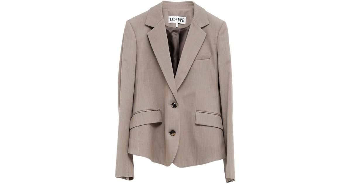 Loewe Belted Cinched-Back Jacket in Natural | Lyst