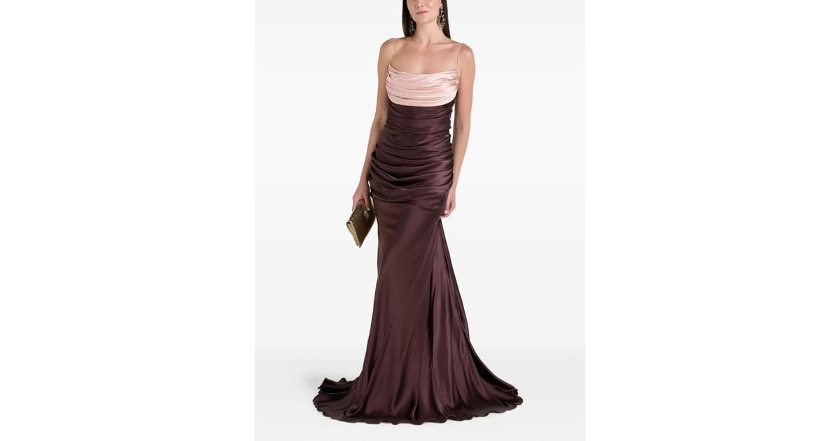 Rhea Costa Zahra Draped Maxi Dress in Brown | Lyst UK