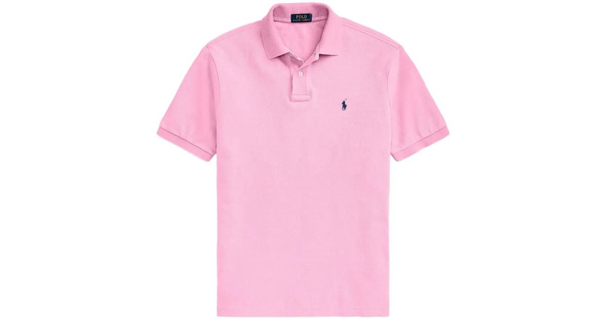 Polo Ralph Lauren Short-Sleeve Logo-Embroidery Polo Shirt in Pink for ...