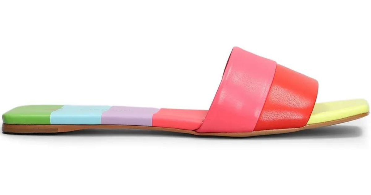 Carrano Striped Flat Sandals in Pink | Lyst