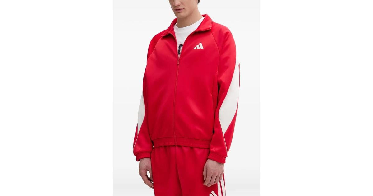 adidas Stadium Colour-Block Logo-Print Jacket in Red for Men | Lyst UK