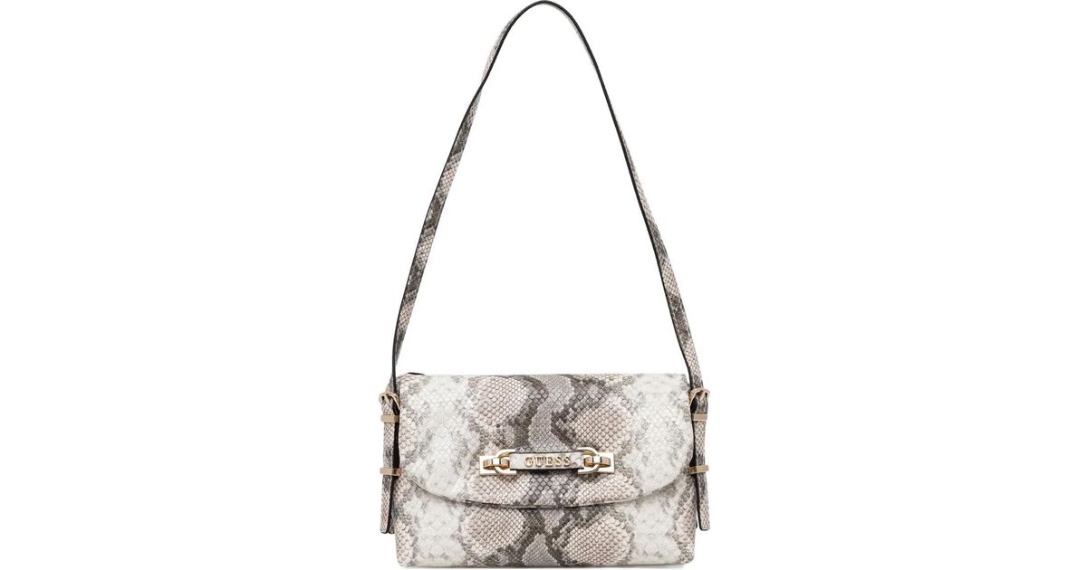 Guess Snakeskin-effect Chain Satchel Bag in White | Lyst UK