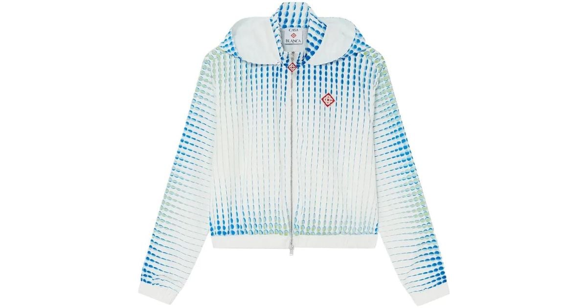 CASABLANCA Hooded Dotted Jacket in Blue | Lyst UK