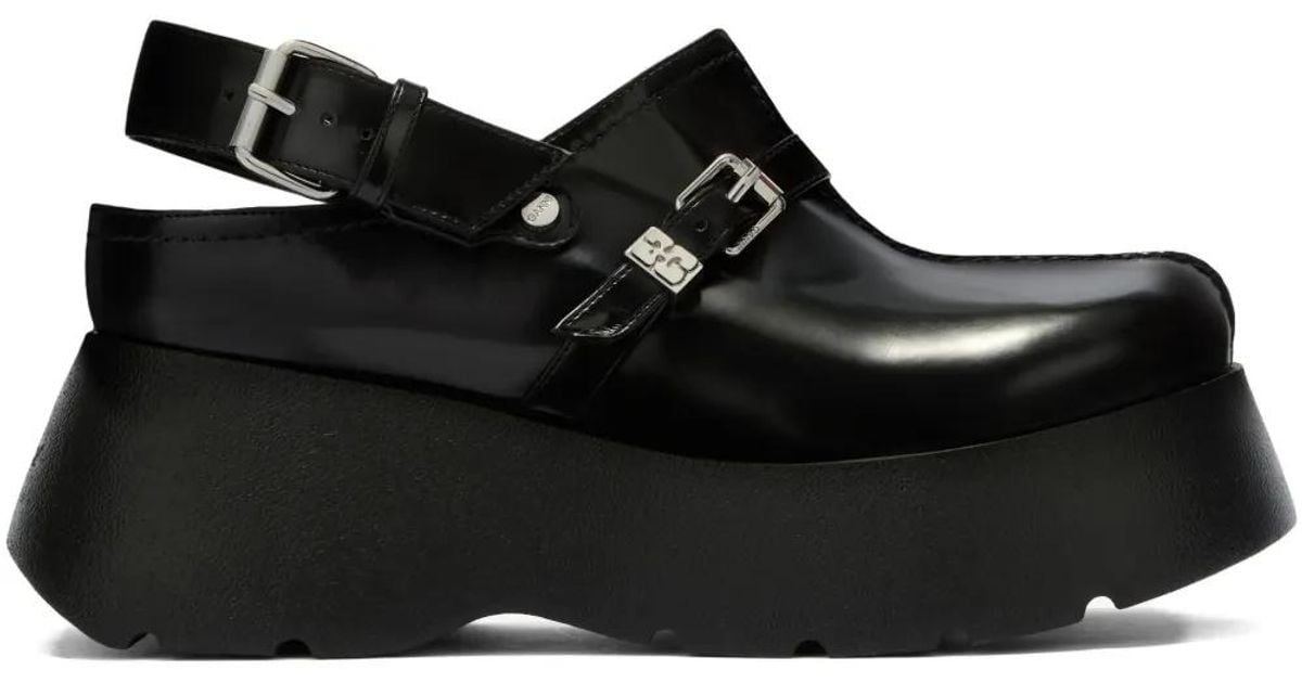 Ganni Buckled Mules in Black | Lyst UK