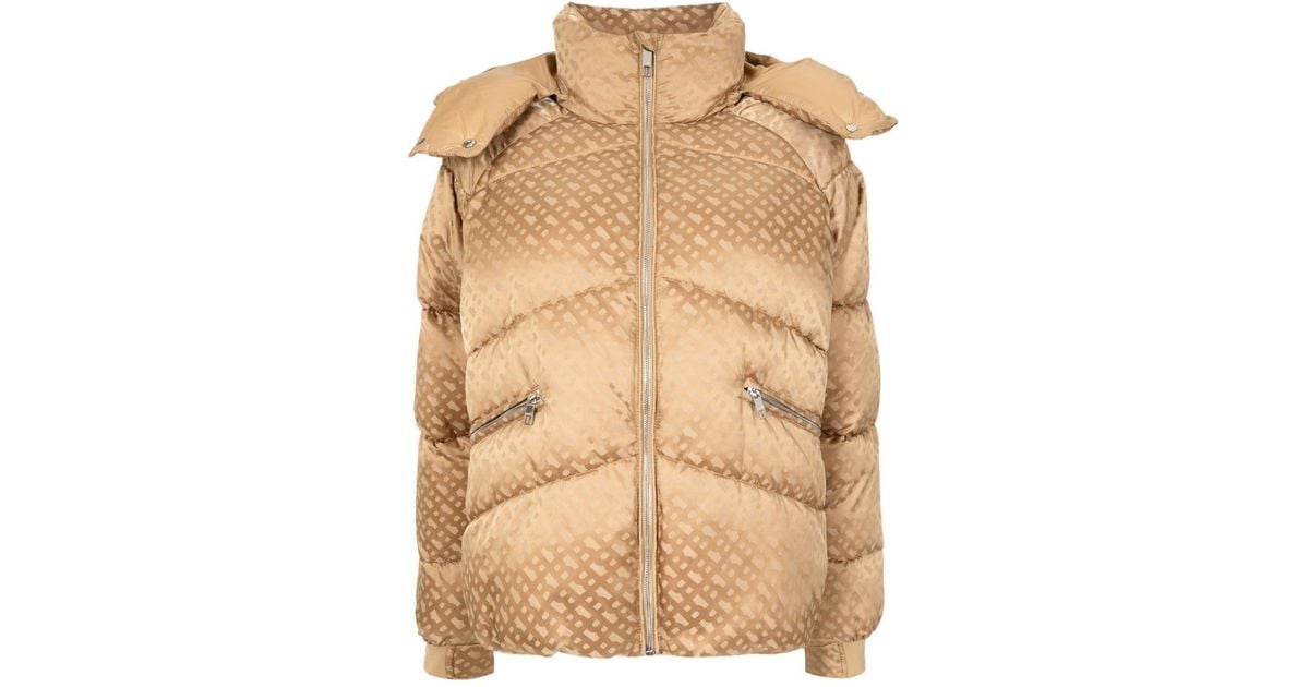 BOSS Monogram-jacquard Puffer Jacket in Natural | Lyst
