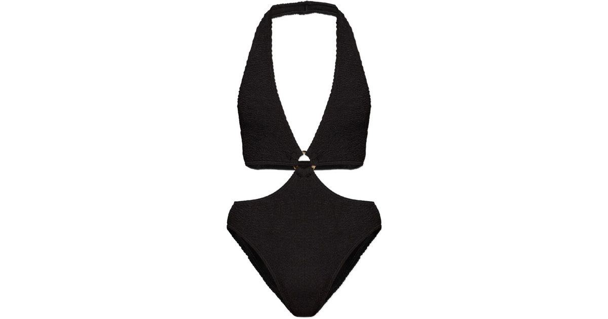 Bondeye Celeste Ring Textured Swimsuit in Black | Lyst UK