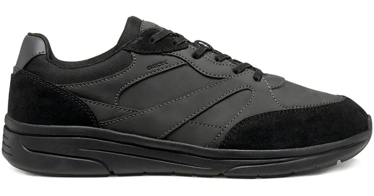 Geox Suede Panel Trainers in Black for Men | Lyst UK