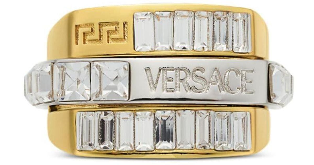Versace Greca-Detailed Ring in Metallic for Men | Lyst UK