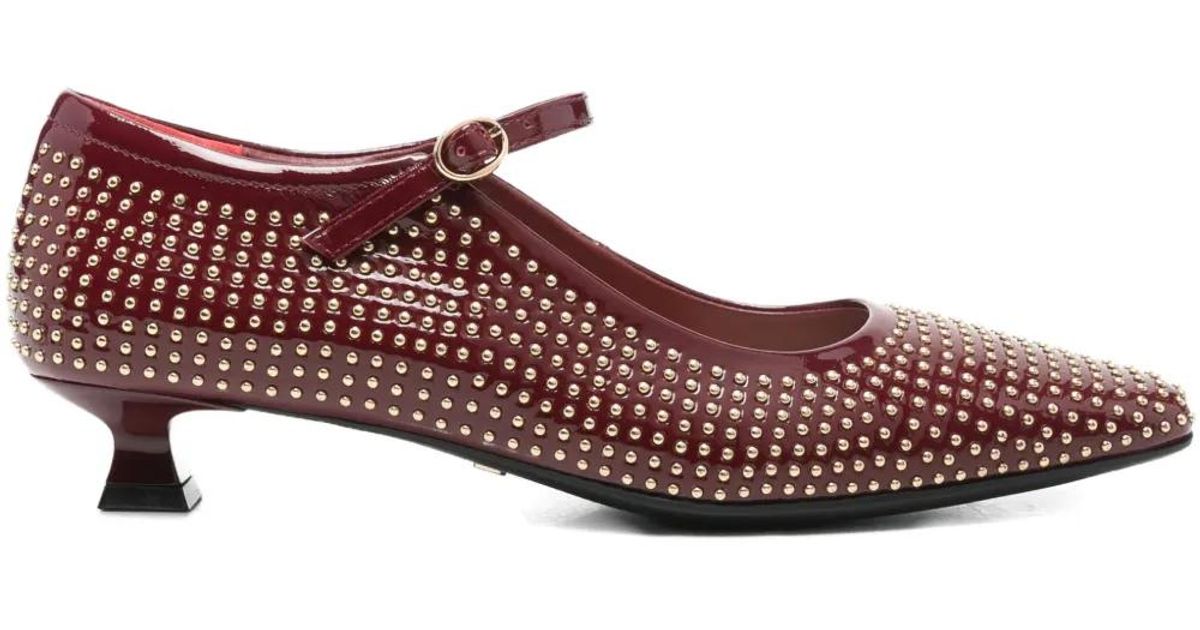 Marc Ellis Studded Mary-Jane Heeled Pumps in Brown | Lyst