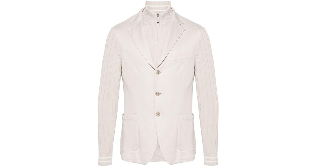 Eleventy Layered Knit-Panels Blazer in Natural for Men | Lyst