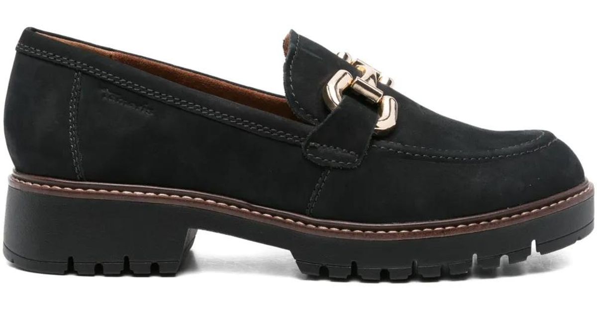 Tamaris 40Mm Chain-Link Platform Loafers in Black | Lyst