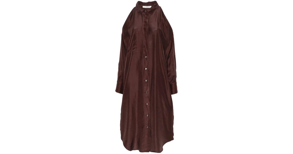 Tela Silk Midi Dress in Brown | Lyst