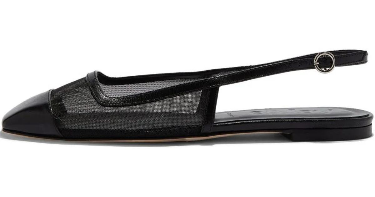 Aeyde Geraldine Mesh-Panel Slingback Ballet Flats in White | Lyst UK