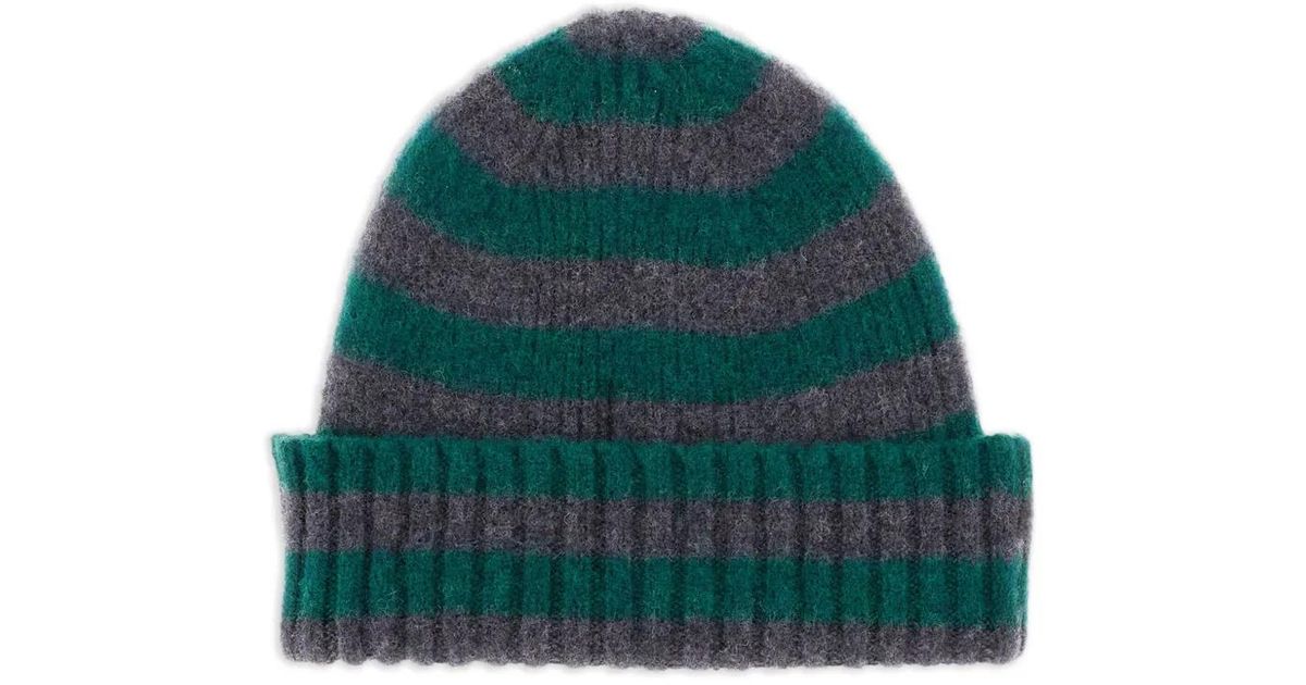 Howlin' Hard Working Striped-Pattern Beanie Hat in Green | Lyst UK